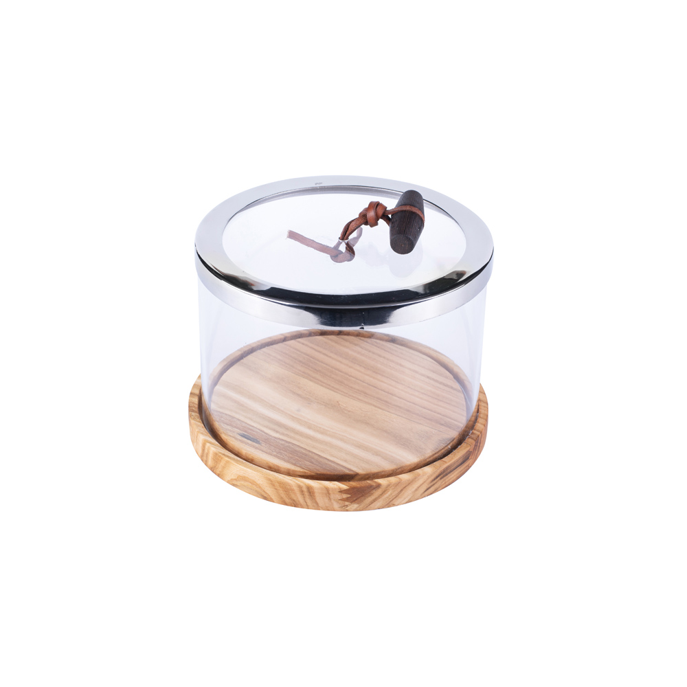 Round Amenity Box Stainless Detail Cherr - Woodpeckers