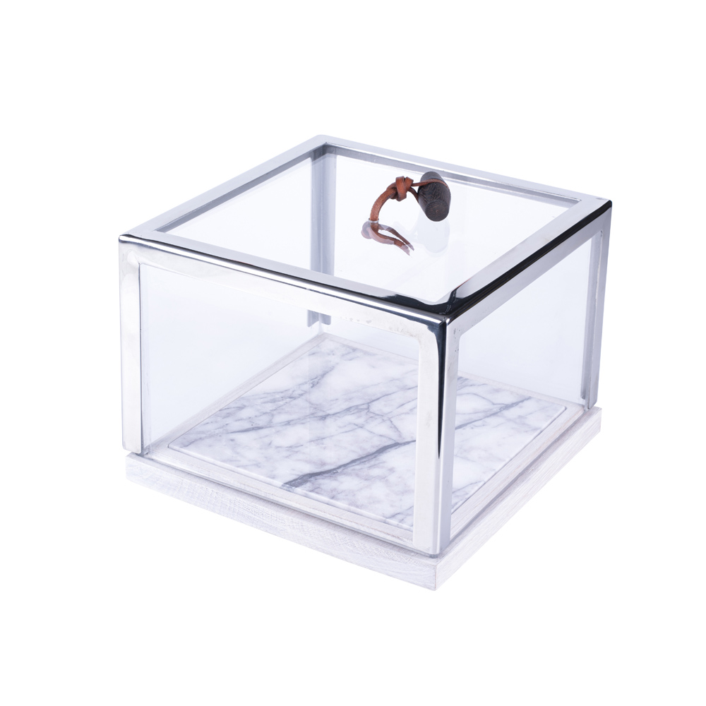 Square Amenity Box With White Oak Stainless Detail - Woodpeckers